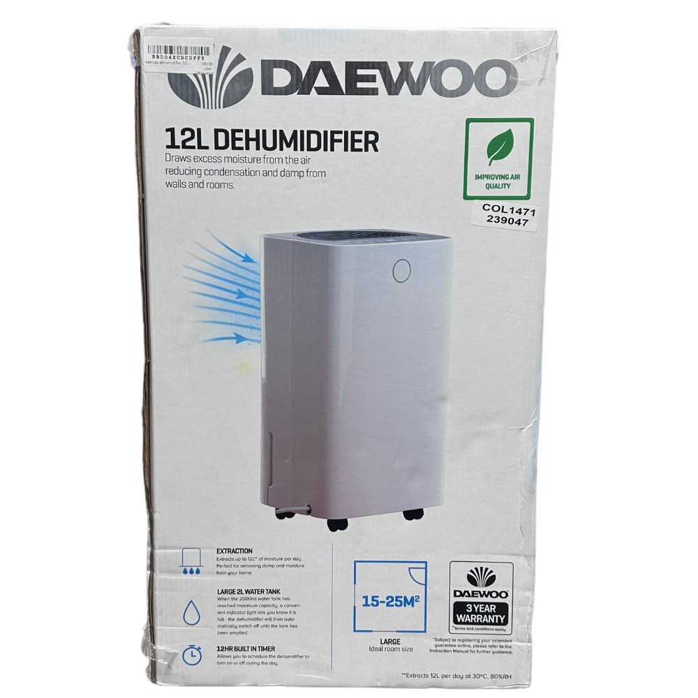 New New: Daewoo 12L Dehumidifier - Own4Less